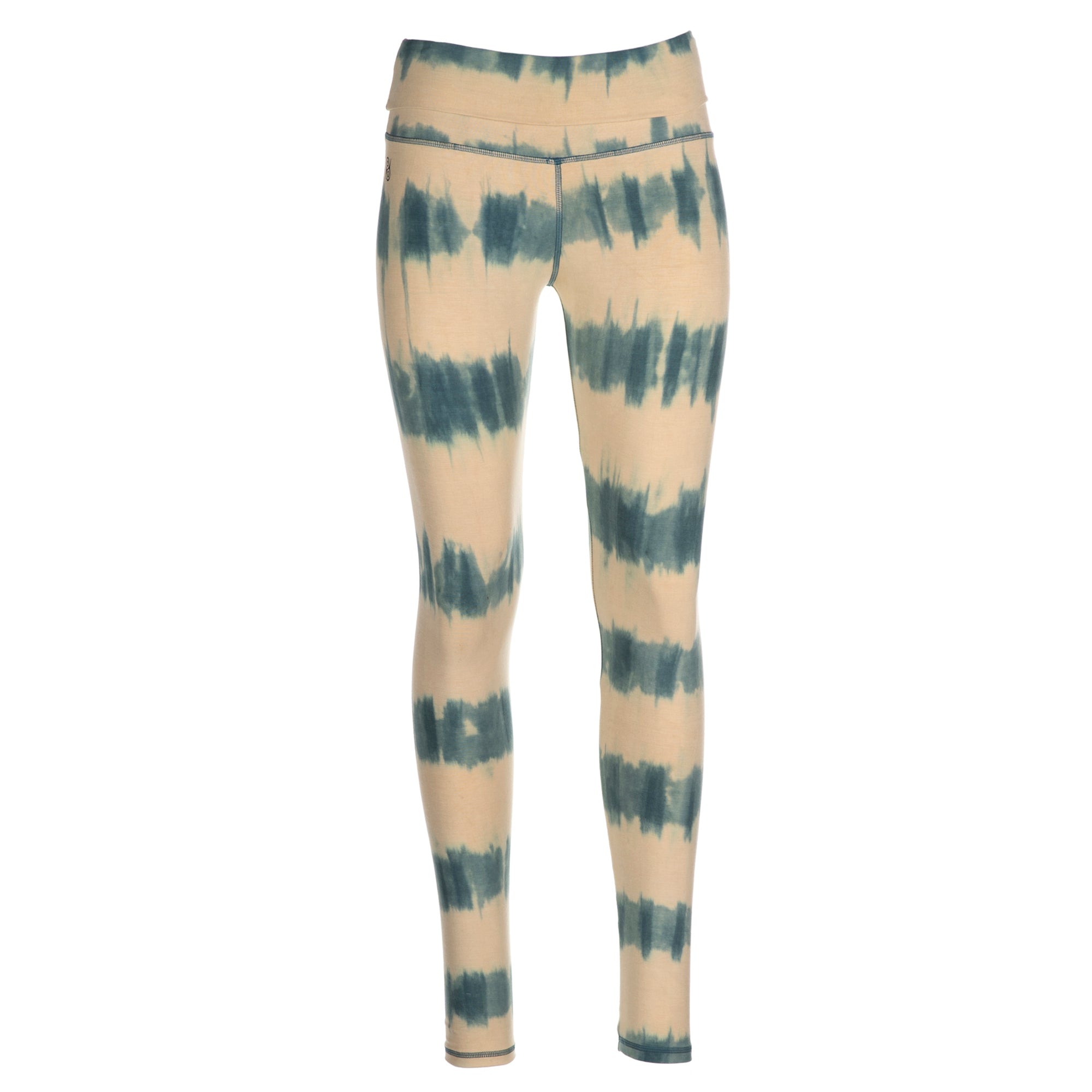 Yoga batik leggings "the beach" - teal-beige | YOGISHOP